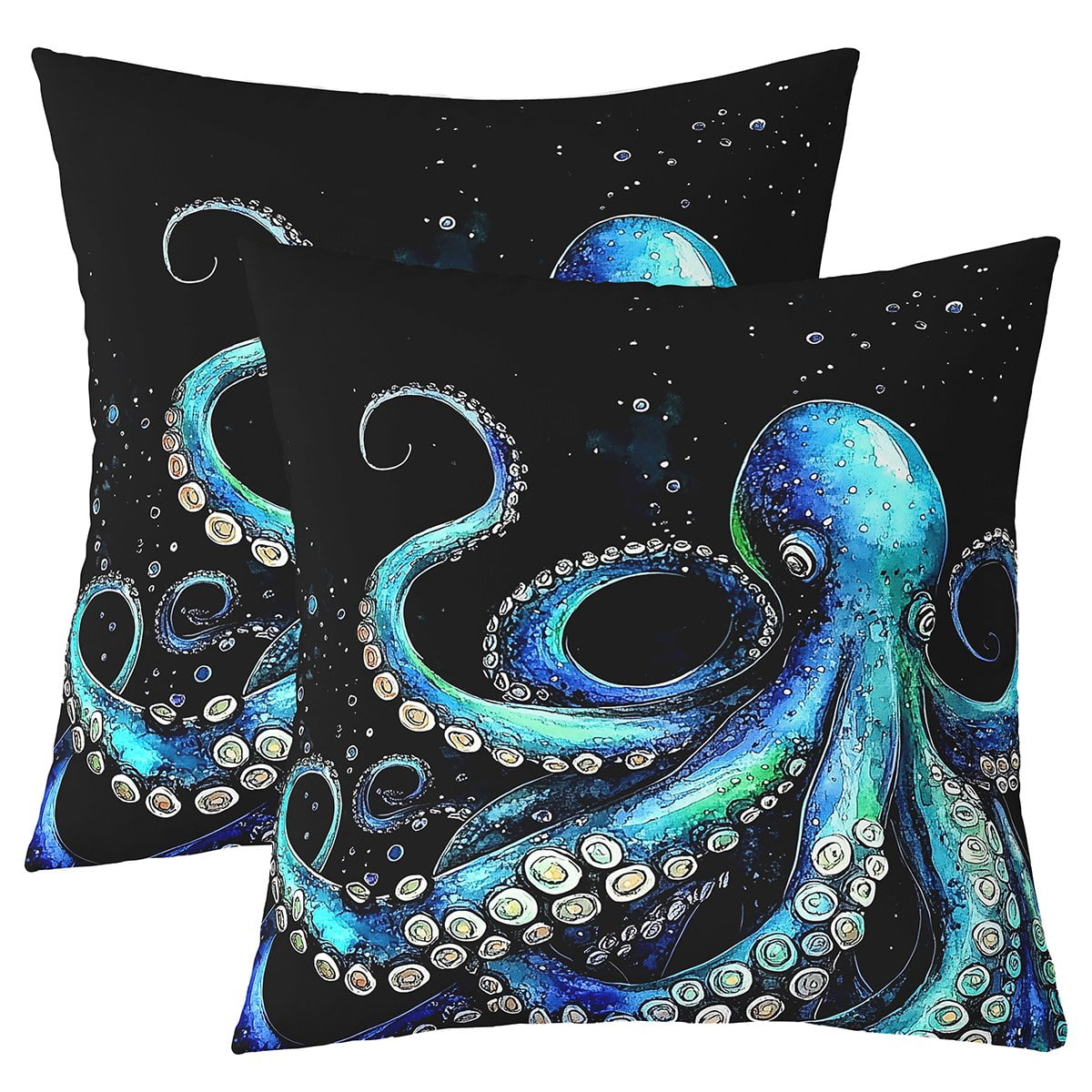 Erosebridal Blue Octopus Cushion Covers for Sofa Set of 2, 3D Animal ...