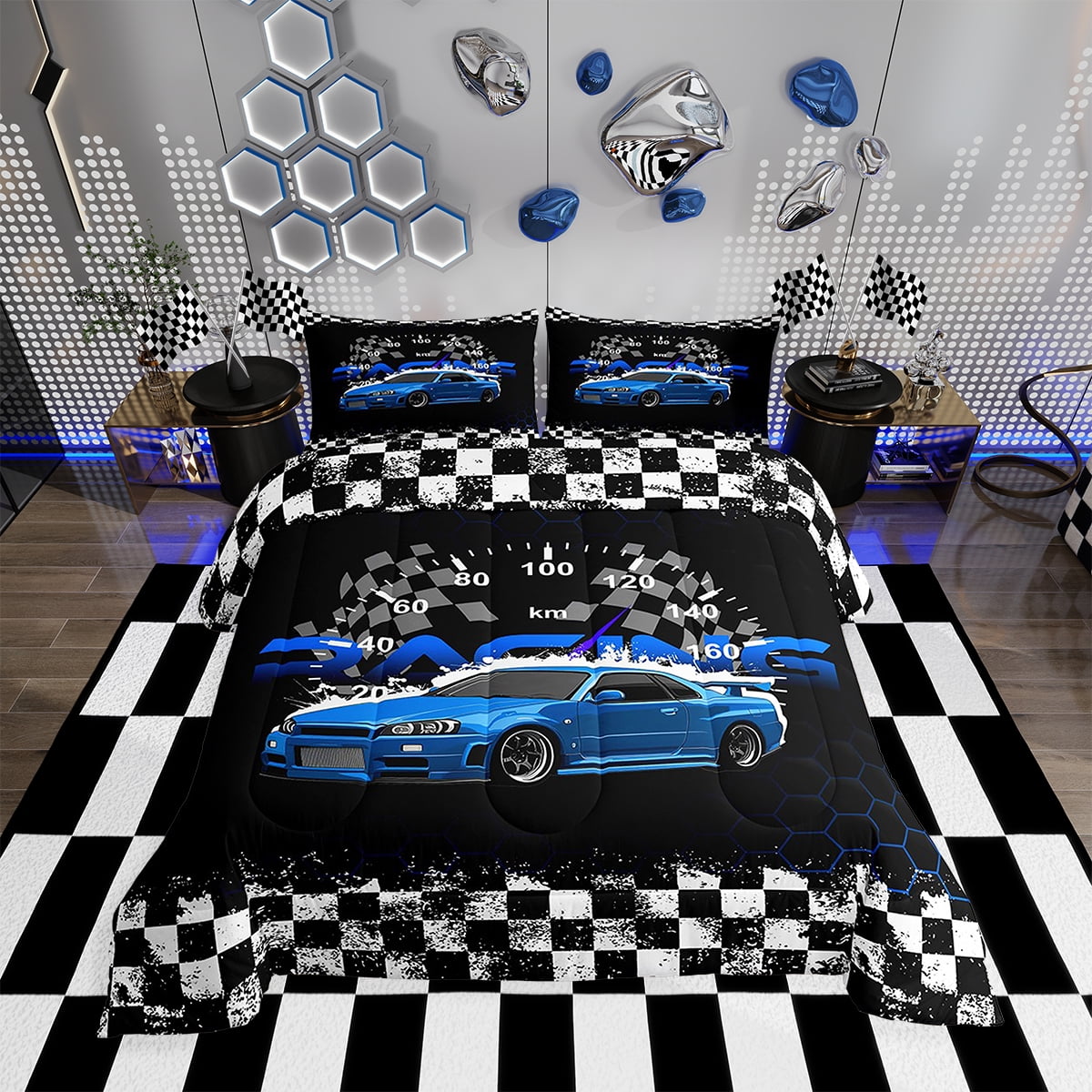 Erosebridal Blue Race Car Comforter Twin Size Sports Car Bedding Sets ...