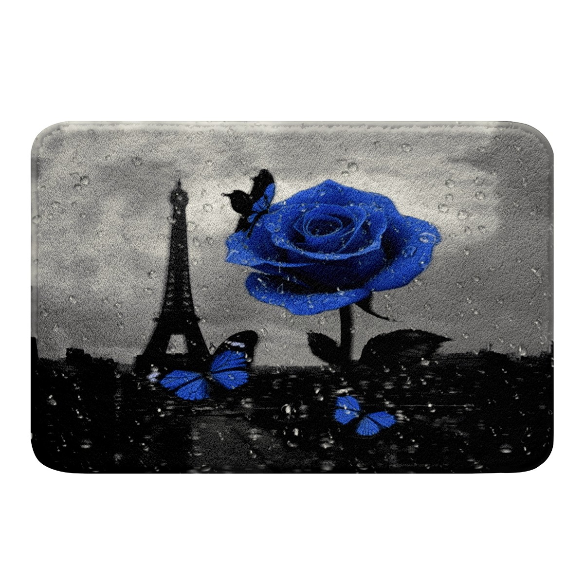 Erosebridal Blue Rose Bath Mat, Vintage Rose Flower Bathroom Rugs ...