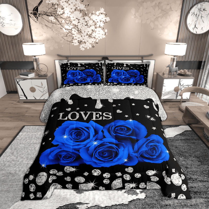 Erosebridal Blue Rose Flower Gifts For Women,Romantic Royal Blue Black ...