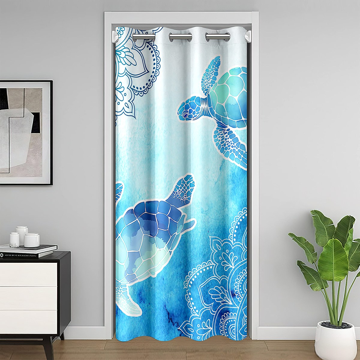 Erosebridal Blue Sea Turtle Door Curtain For Doorways 52x80, Boho ...