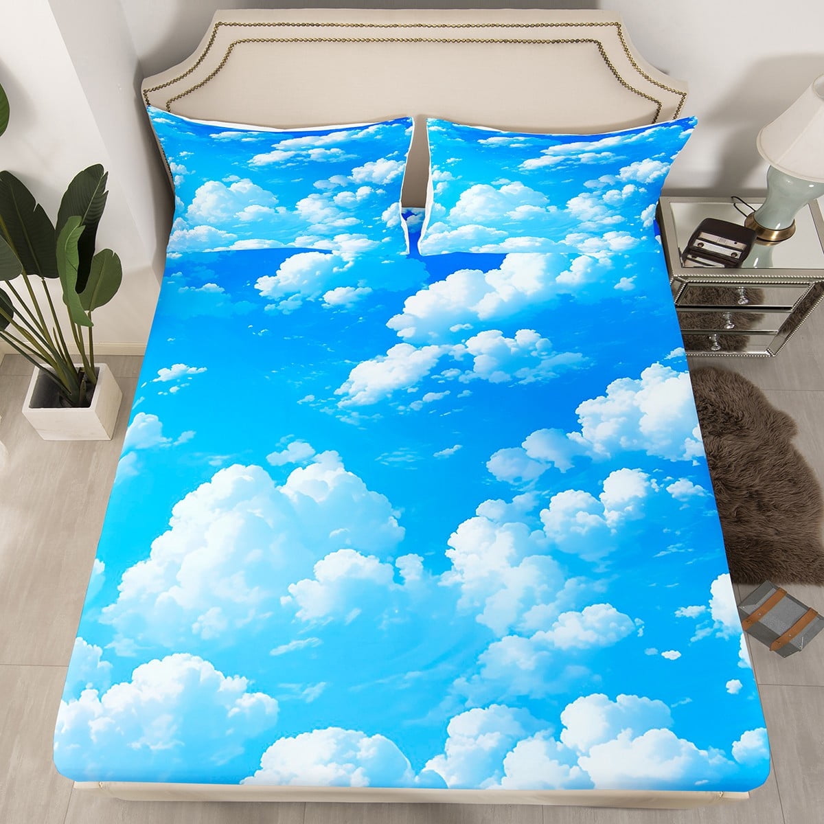Erosebridal Blue Sky Fitted Sheet Set Twin,White Clouds Bedding Twin ...