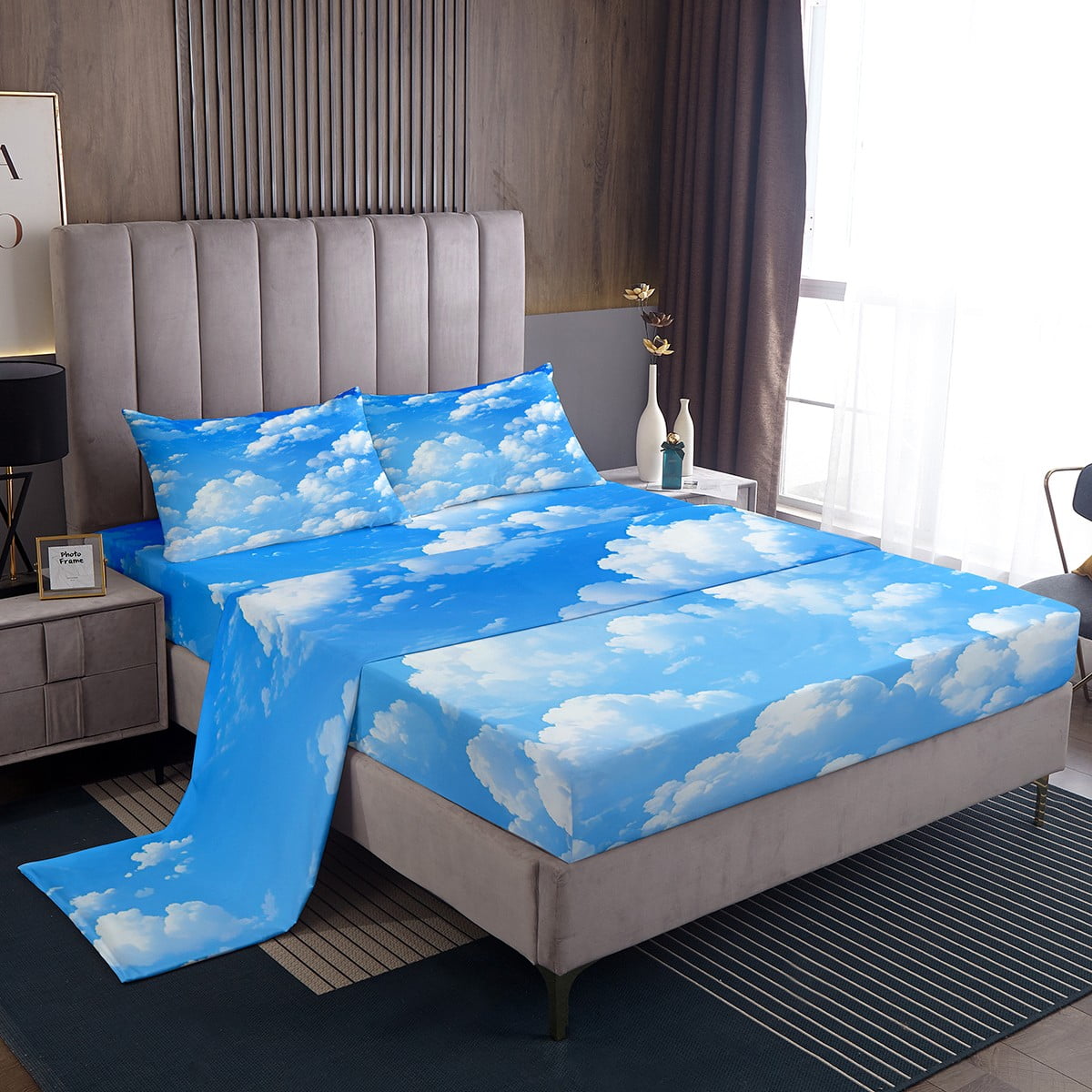Erosebridal Blue Sky Full Sheet Sets,White Clouds Bedding Full Size ...