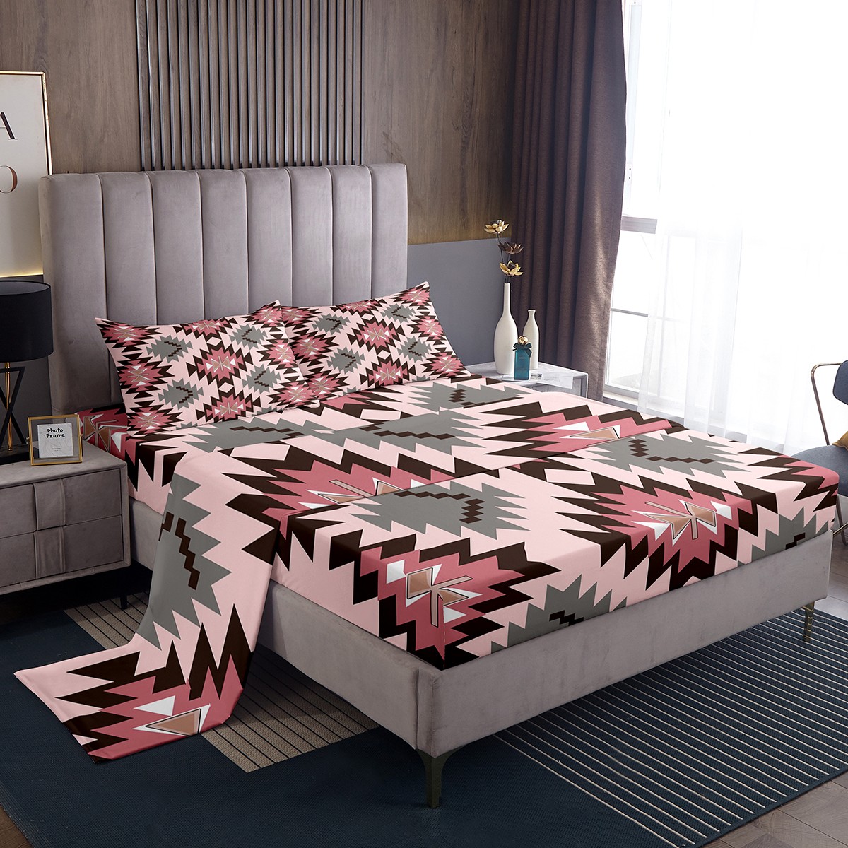 Erosebridal Bohemian Aztec Bed Sheets King,Exotic Style Bedding King ...