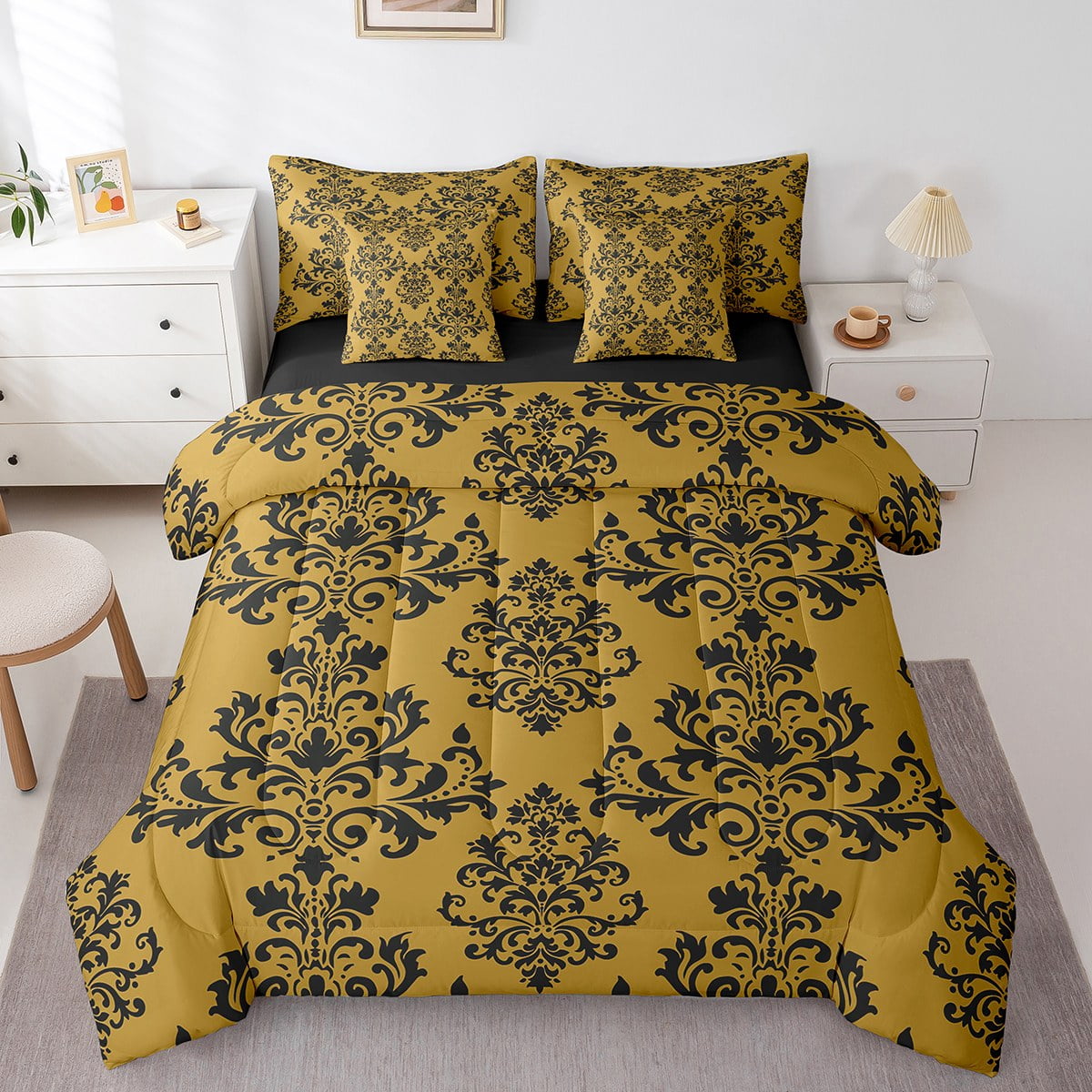 Erosebridal Bohemian Damask Bedding Sets Twin Size, Victorian Baroque ...