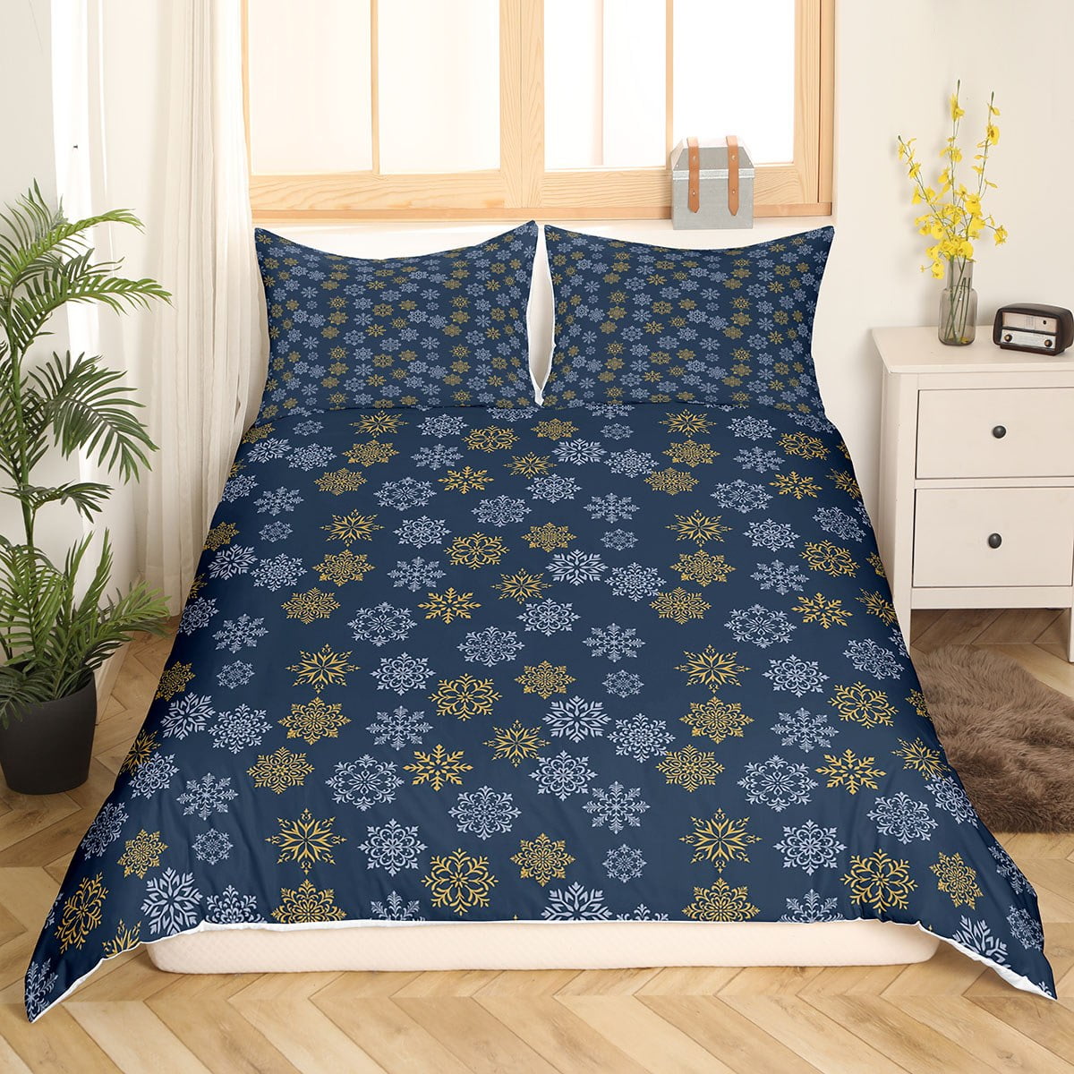 Erosebridal Bohemian Damask Duvet Cover Full,Blue Golden Comforter ...