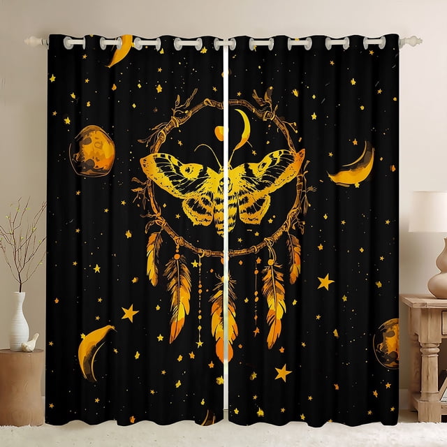 Erosebridal Bohemian Dreamcatcher Curtains Pack Of 2 (52X84),Boho Moth ...