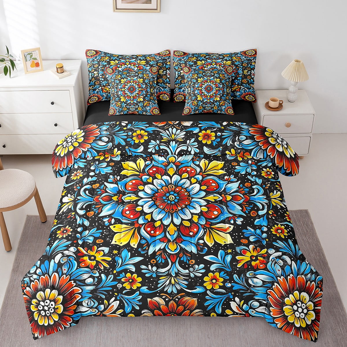 Erosebridal Bohemian Mandala Bedding Sets Full Size, Hippie Floral ...
