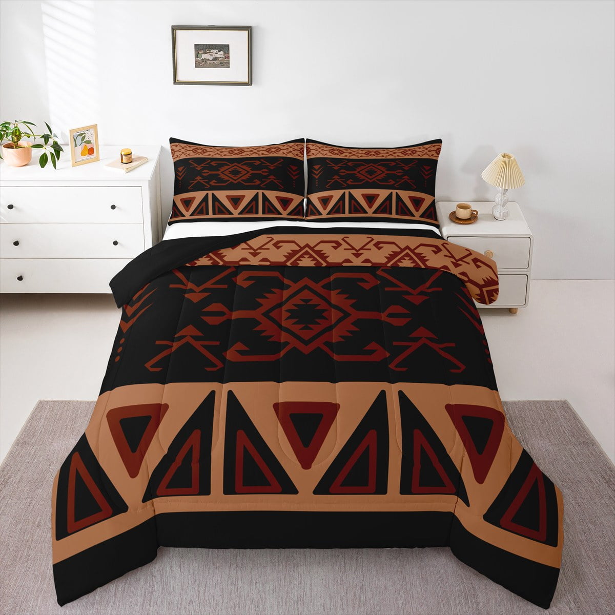Erosebridal Boho Aztec Bedding King Comforter Set,Abstract Geometric ...