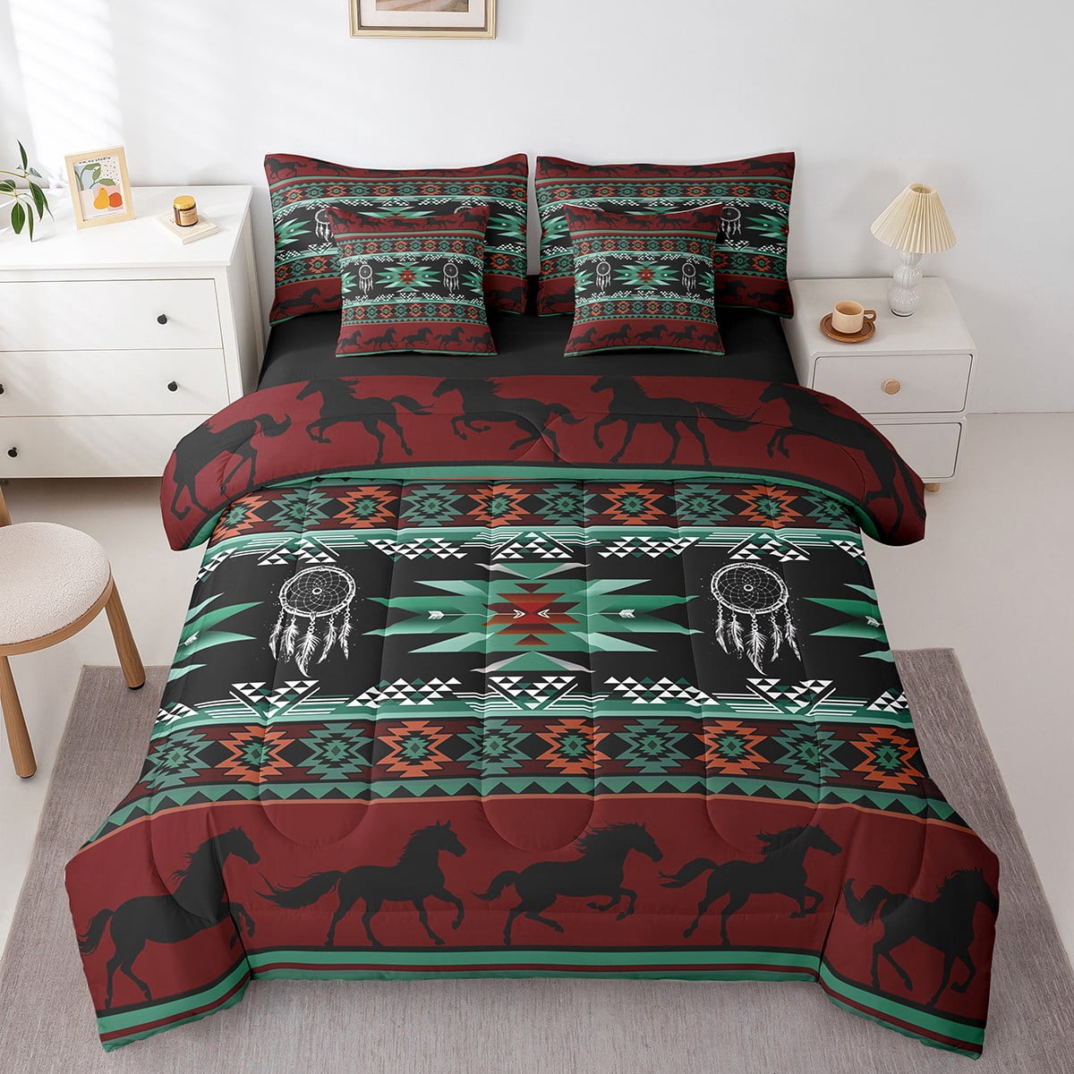 Erosebridal Boho Aztec Bedding King Size, Dream Catcher Bed Set, Rustic ...