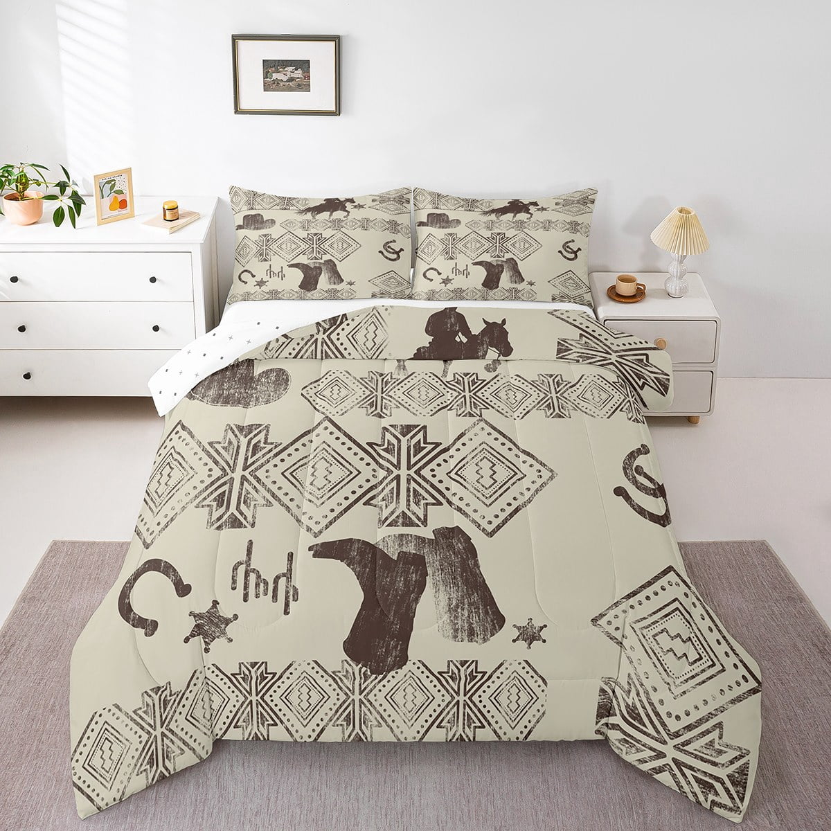 Erosebridal Boho Aztec Bedding Sets King with Comforter,Western Cowgirl ...