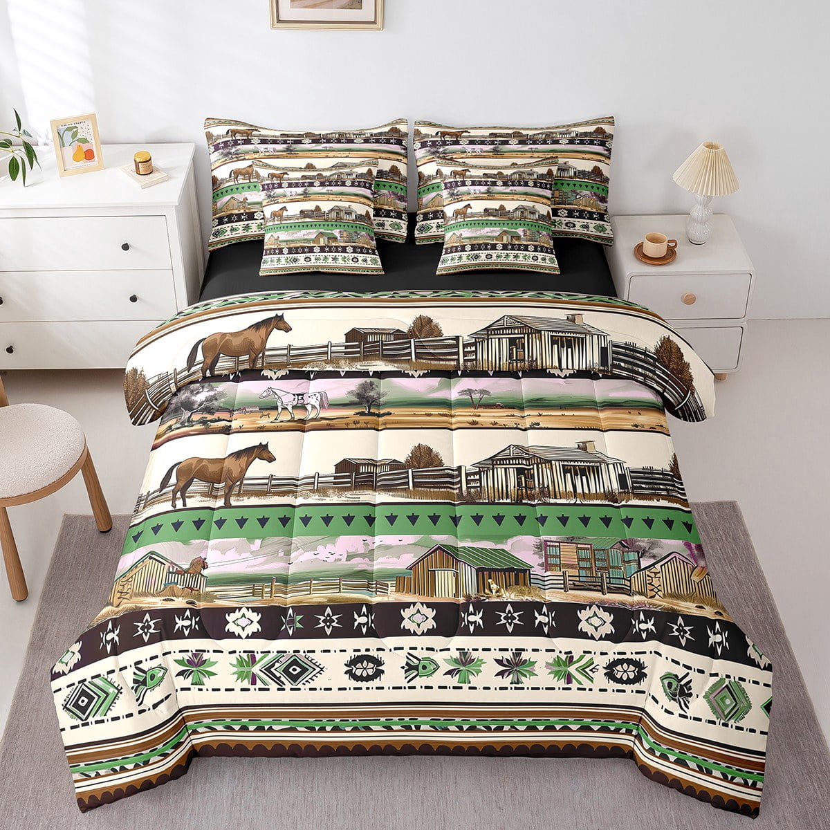 Erosebridal Boho Aztec Bedding Sets King Size, Rustic Farmhouse ...