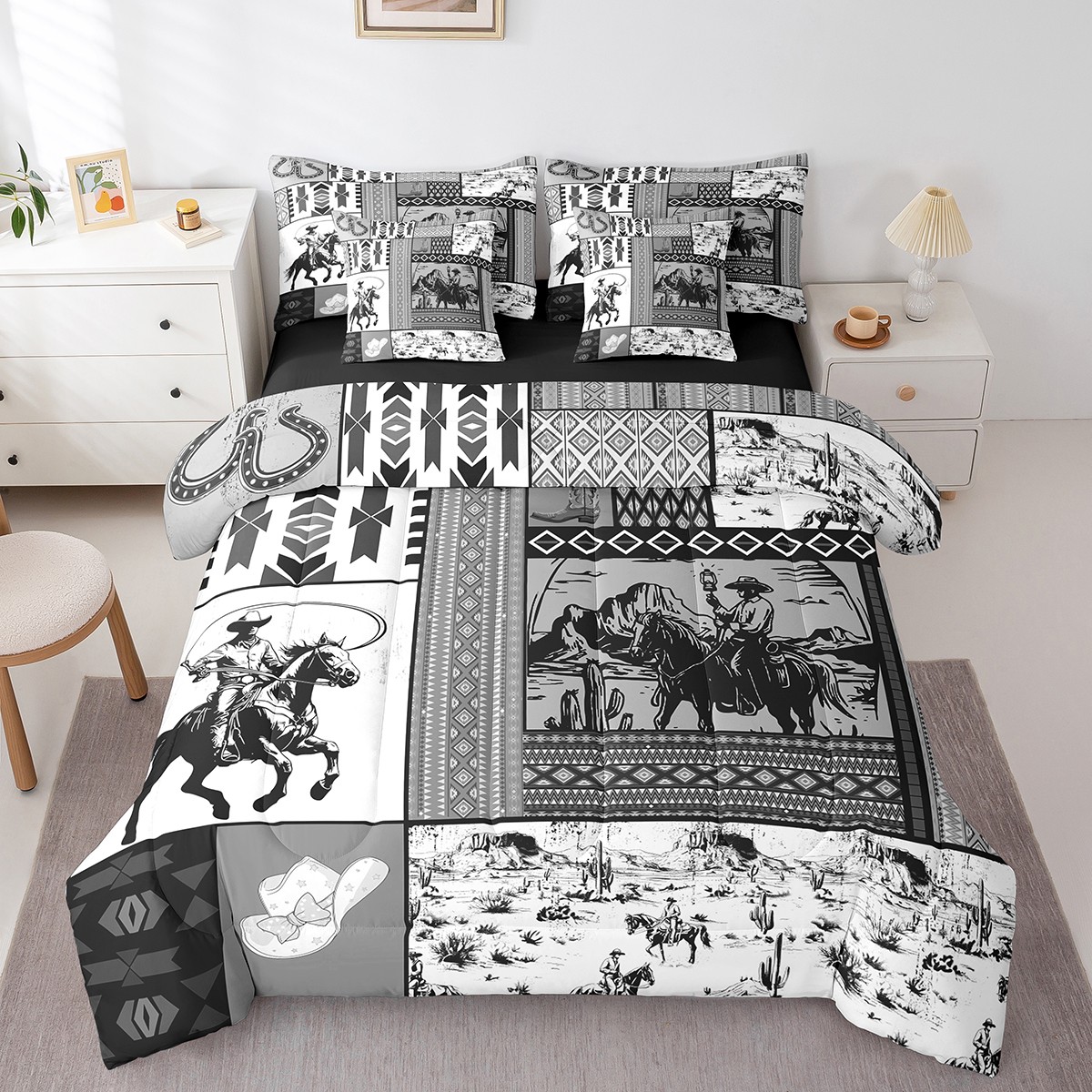 Erosebridal Boho Bohemain Pattern Bed in a Bag Full Size,Cowboy Bed Set ...
