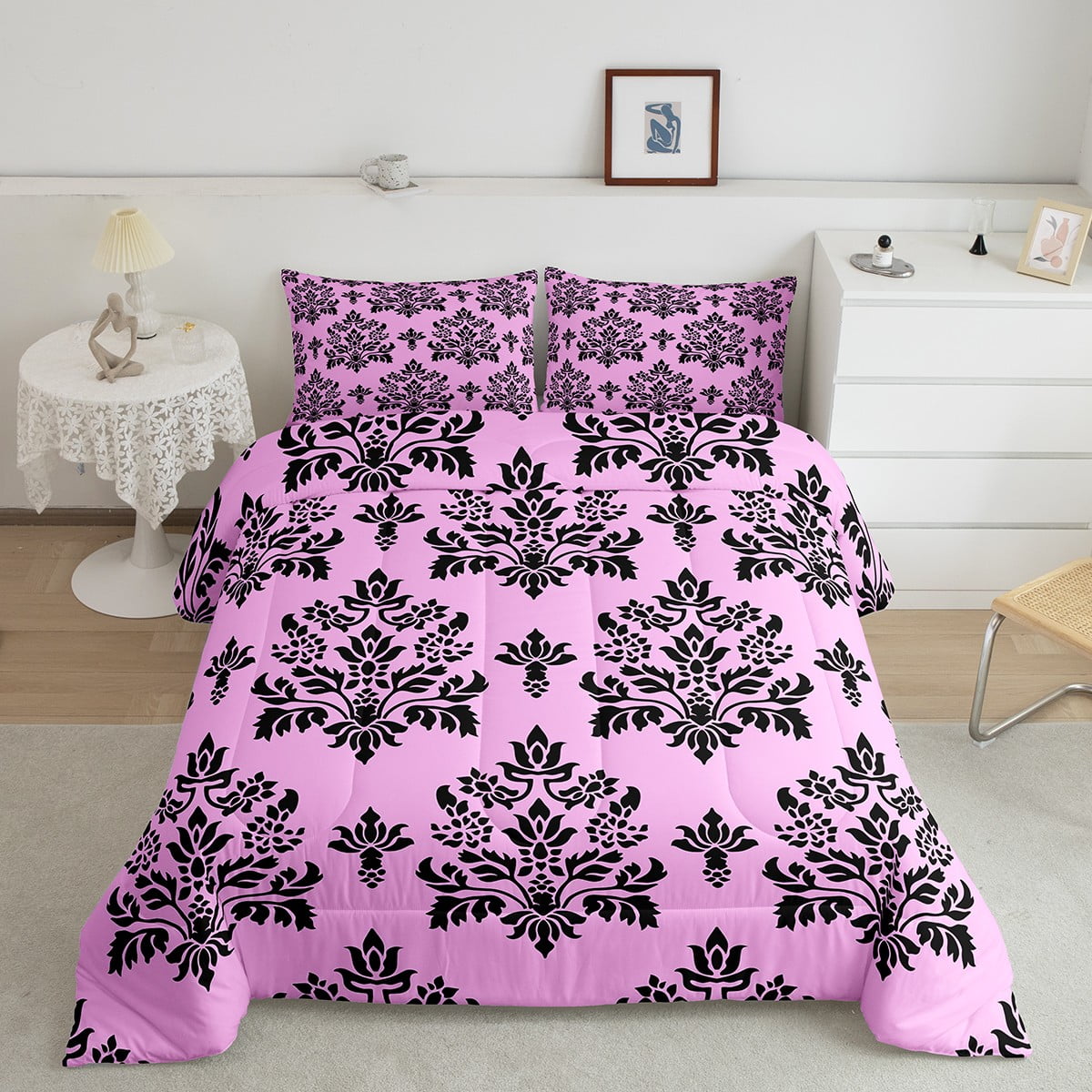 Erosebridal Boho Damask Comforter Sets Twin Size, Plum Mandala Down Comforter, Hippie Floral ...