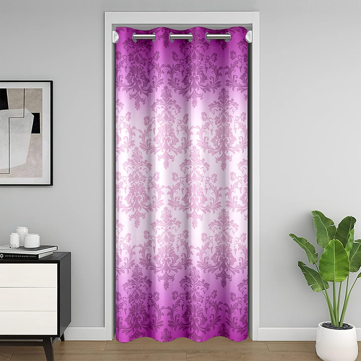 Erosebridal Boho Damask Door Curtain For Door Window 34x80, White Pink ...
