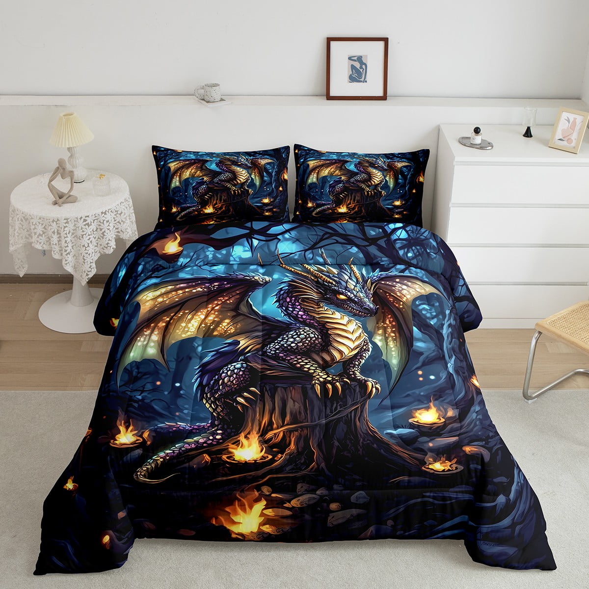 Erosebridal Boho Dragon Comforter Sets Full Size, Western Wildlife ...