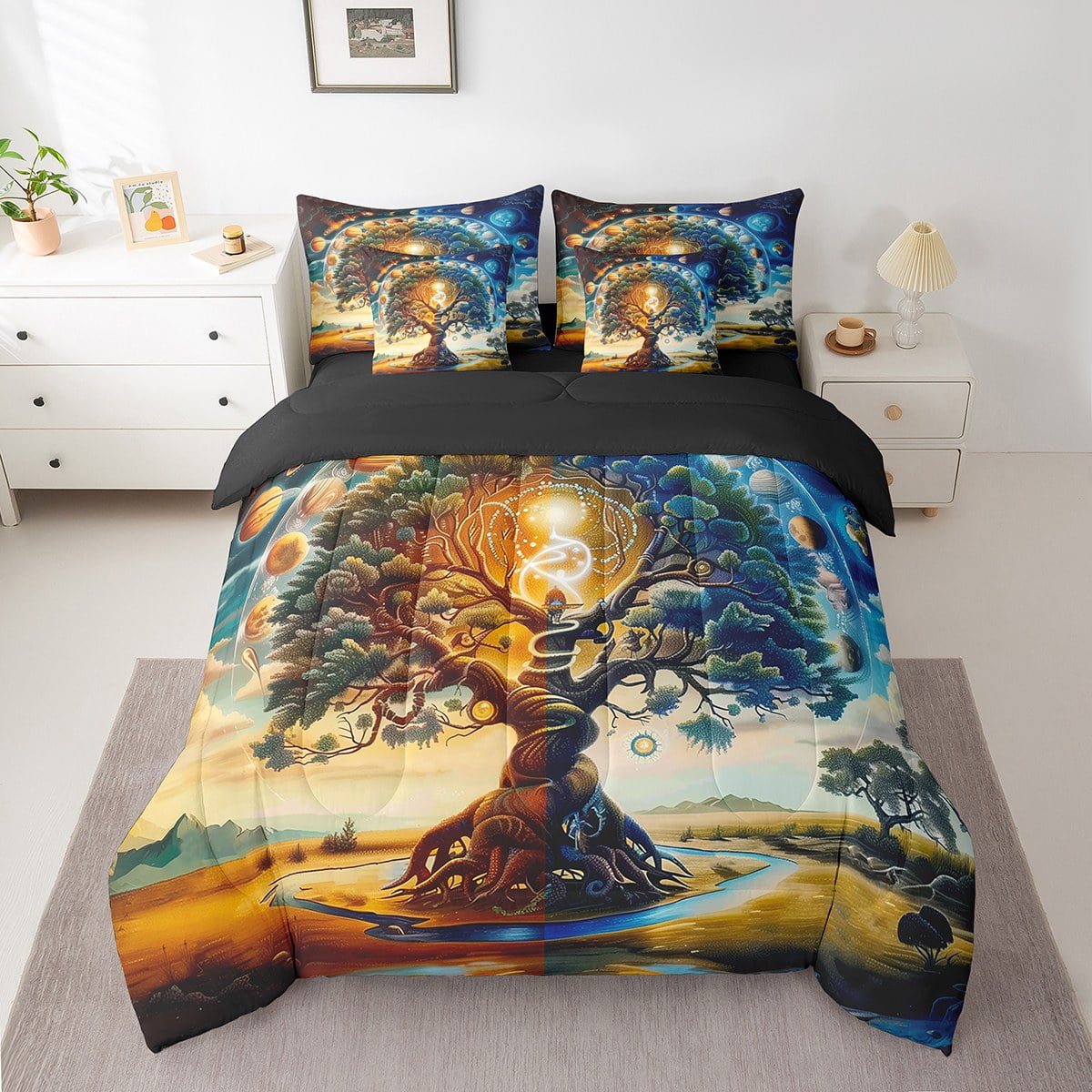 Erosebridal Boho Life Tree Bedding Sets Full Size, Psychedelic Planet ...