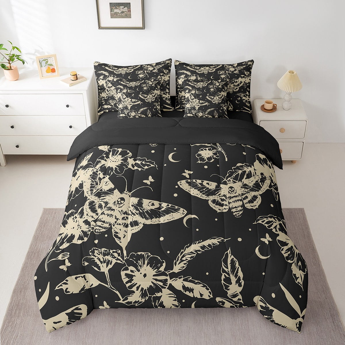 Erosebridal Boho Moth Bed in a Bag Full size, Gothic Bohomian Bed Set ...