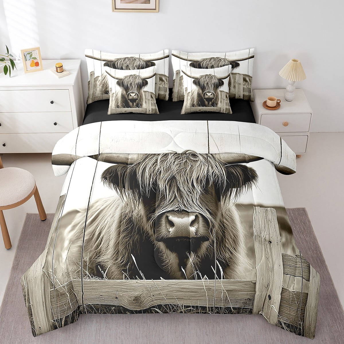 Erosebridal Highland Cow Bedding Sets Twin Size, Wildlife Comforter ...