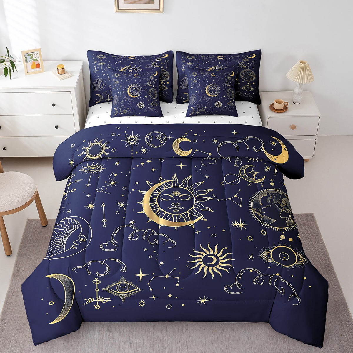 Erosebridal Boho Sun Moon Bed in a Bag Queen size, Constellation Bed ...