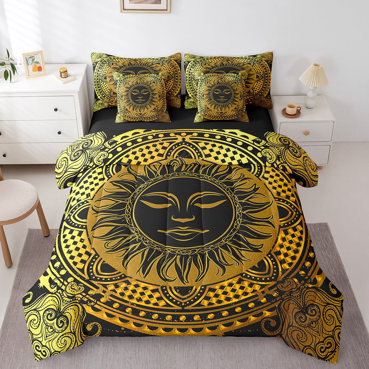 Erosebridal Boho Sun Print Bedding Sets Twin Size, Bohemian Mandala ...