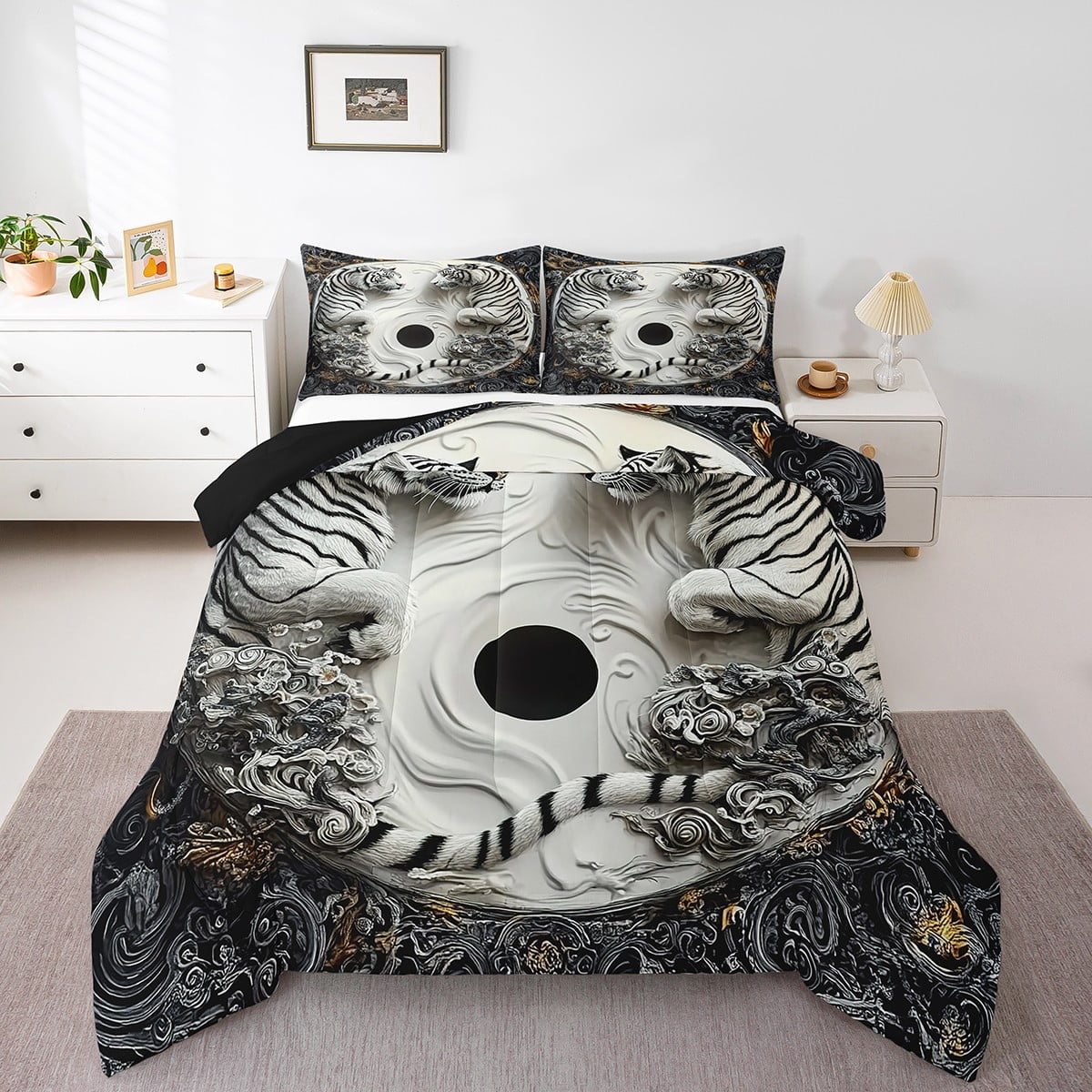 Erosebridal Boho Tiger Comforter Sets Size, Tribal Yin and Yang ...