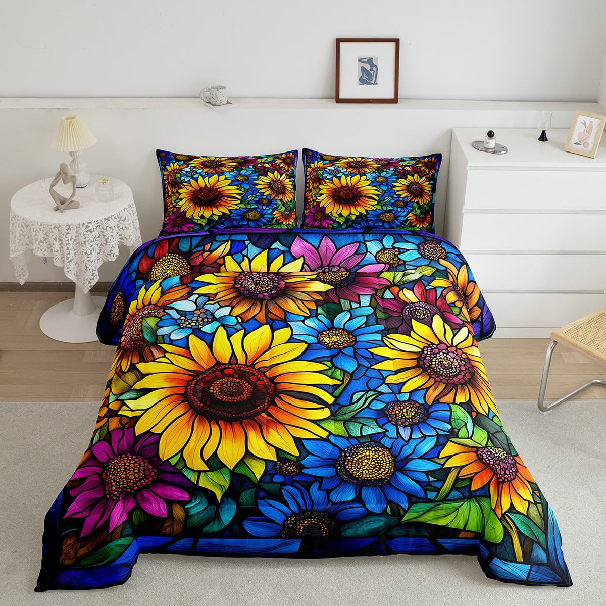 Erosebridal Bohomian Floral Bedding Queen Comforter Set, Colorful ...