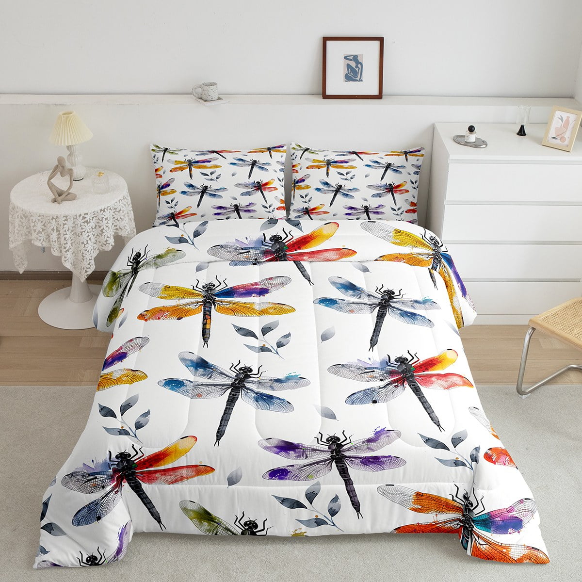 Erosebridal Colorful Dragonfly Bedding Sets Queen with Comforter ...