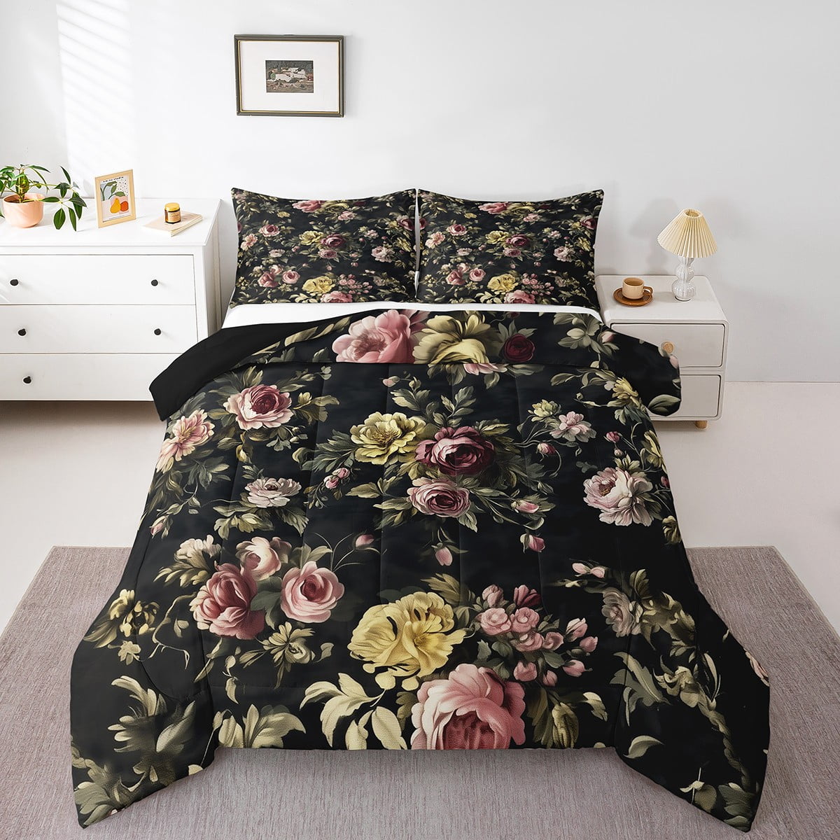 Erosebridal Romantic Flower Comforter Sets,Spring Garden Comforters ...