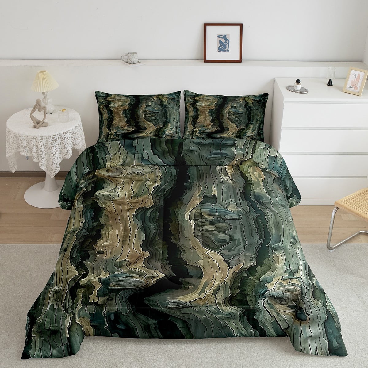Erosebridal Botanical Bark Comforter Sets Toddler Size, Tree Lines ...