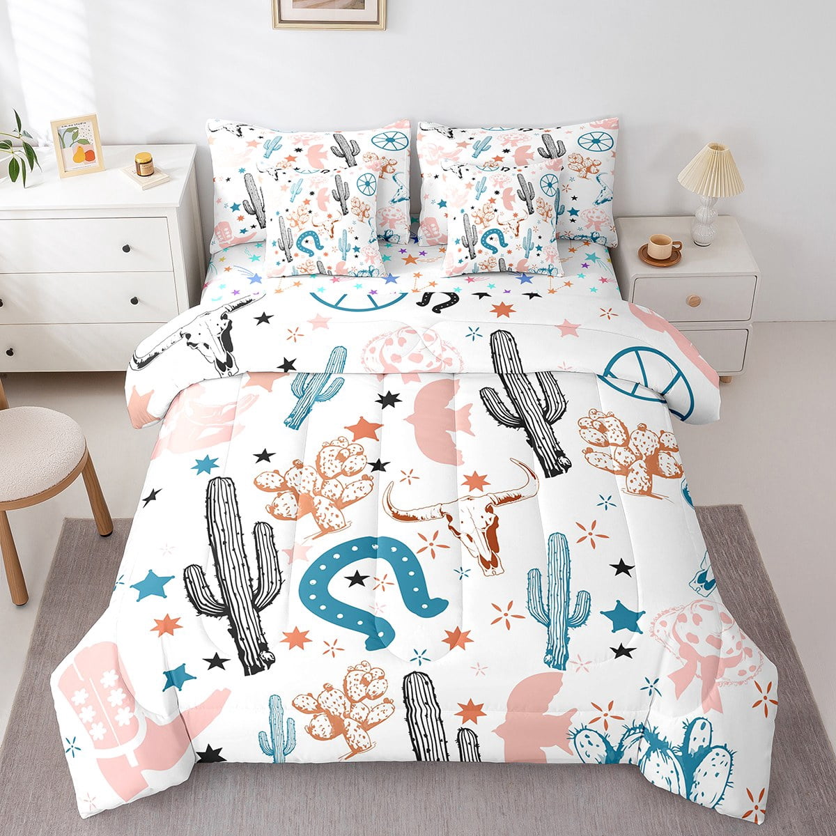 Erosebridal Botanical Cactus Bedding Full Size,Lodge Horseshoe ...