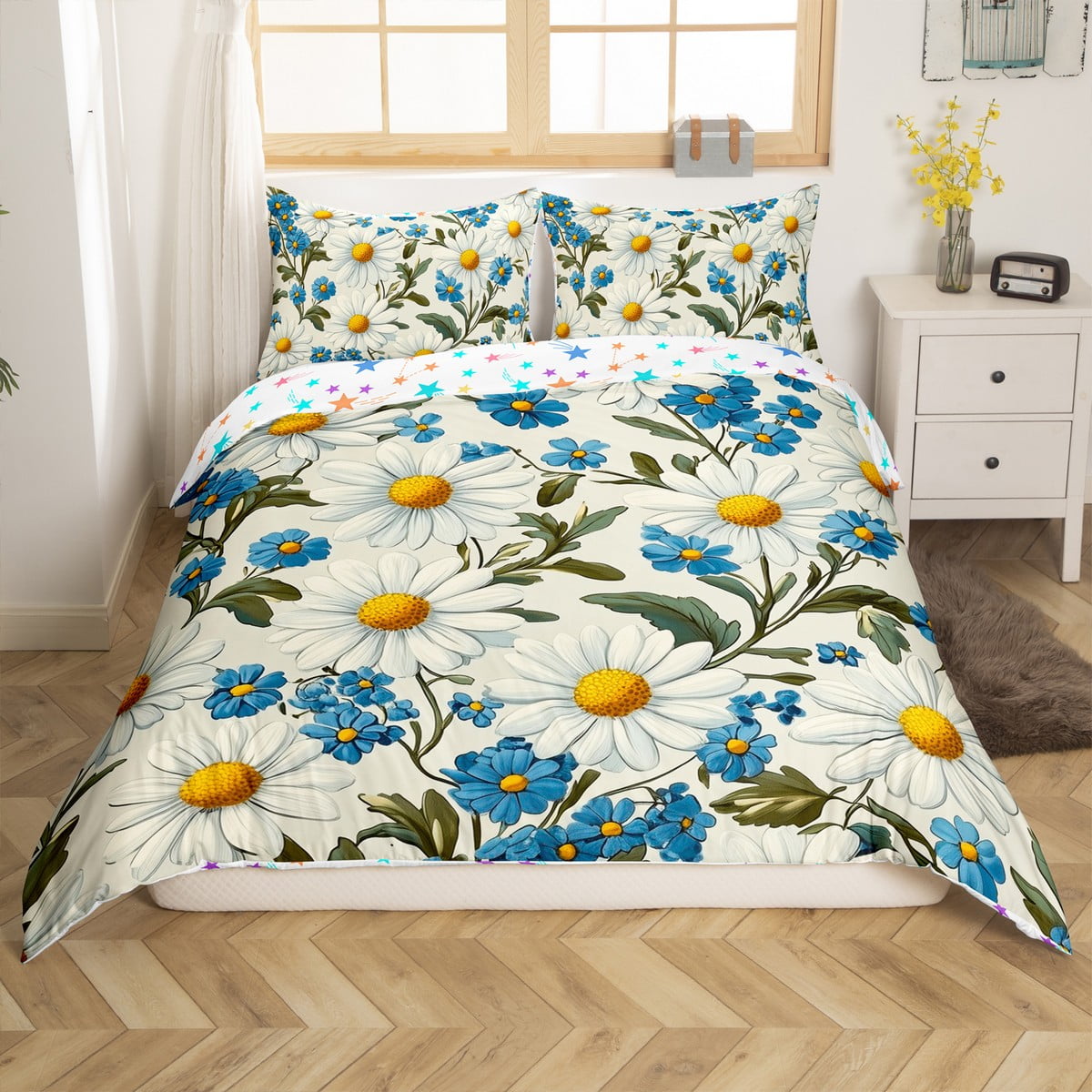 Erosebridal Botanical Daisy Duvet Cover Toddler,Floral Flower Bedding ...
