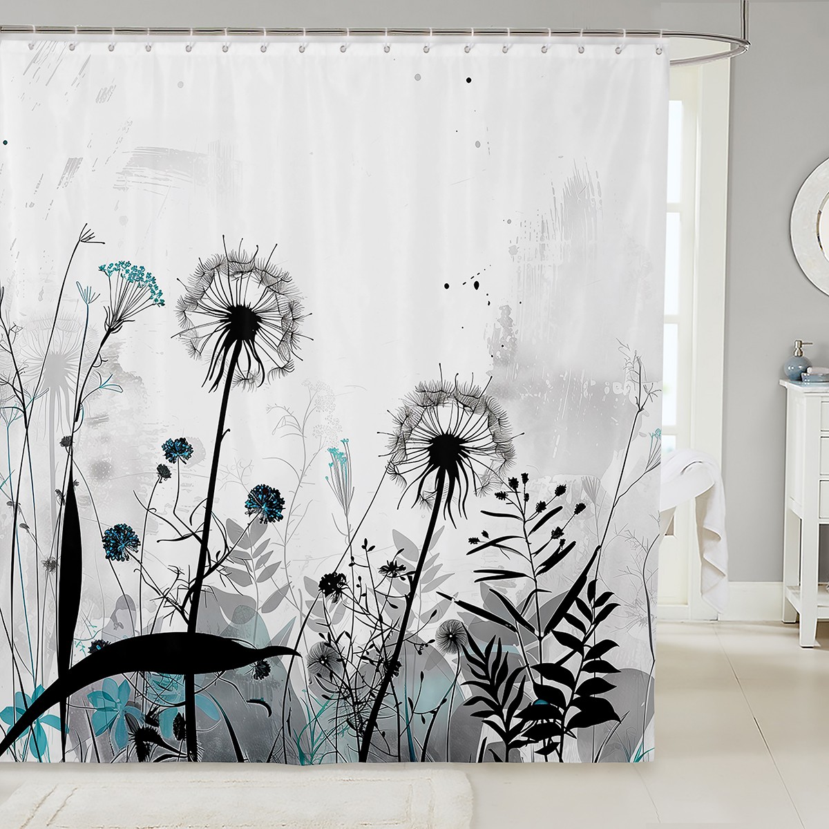 Erosebridal Botanical Dandelion Shower Curtain 72x72,Dragonfly Flower ...