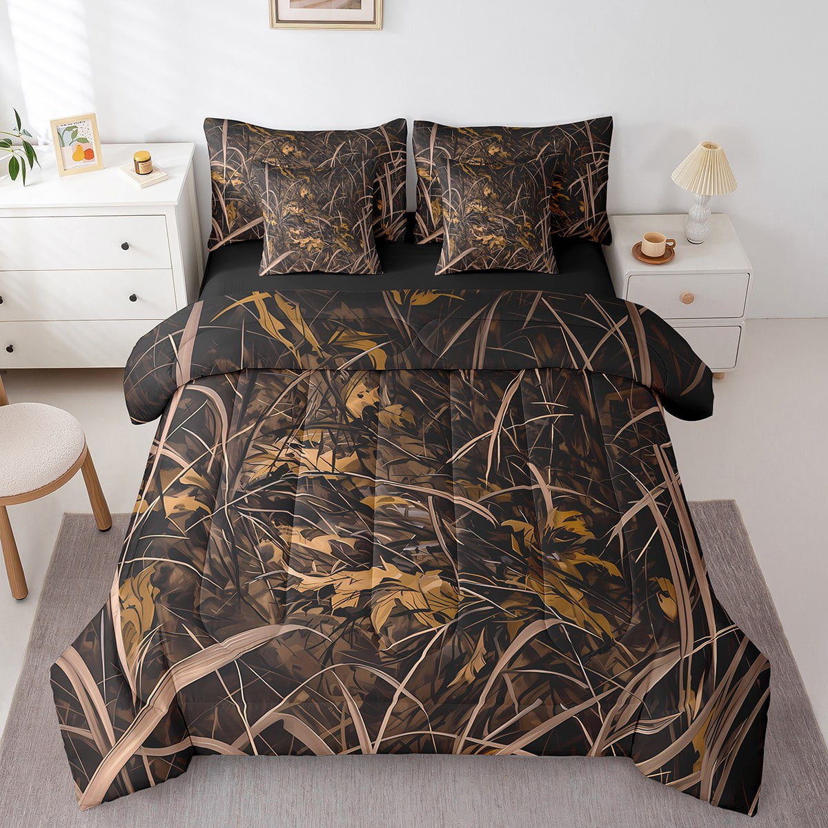 Erosebridal Botanical Plants Bedding Sets King Size,Tree Leves Bed in a ...