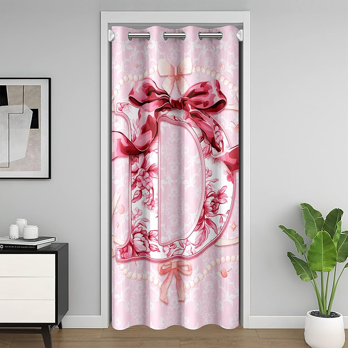 Erosebridal Bow Alphabet Door Curtain Panel 84"x52",Red Flower Door ...