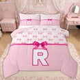Erosebridal Bow Letter R Full Size Comforter Sets for Girls, Pink ...