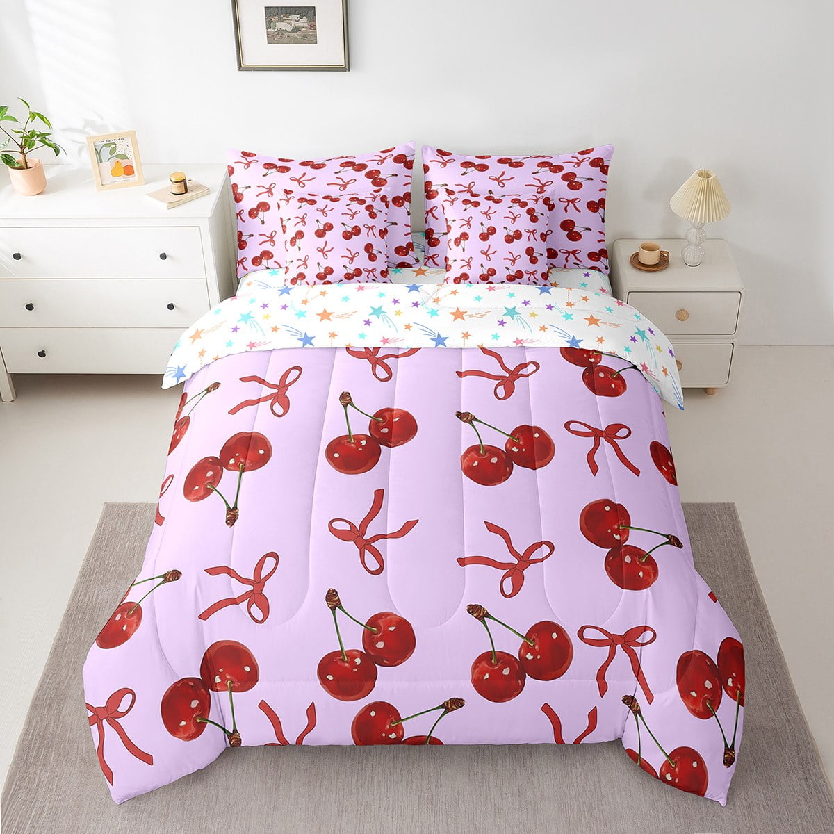 Erosebridal Bow-tie Print Bedding King Size, Cute Bowknot Bed in a Bag ...