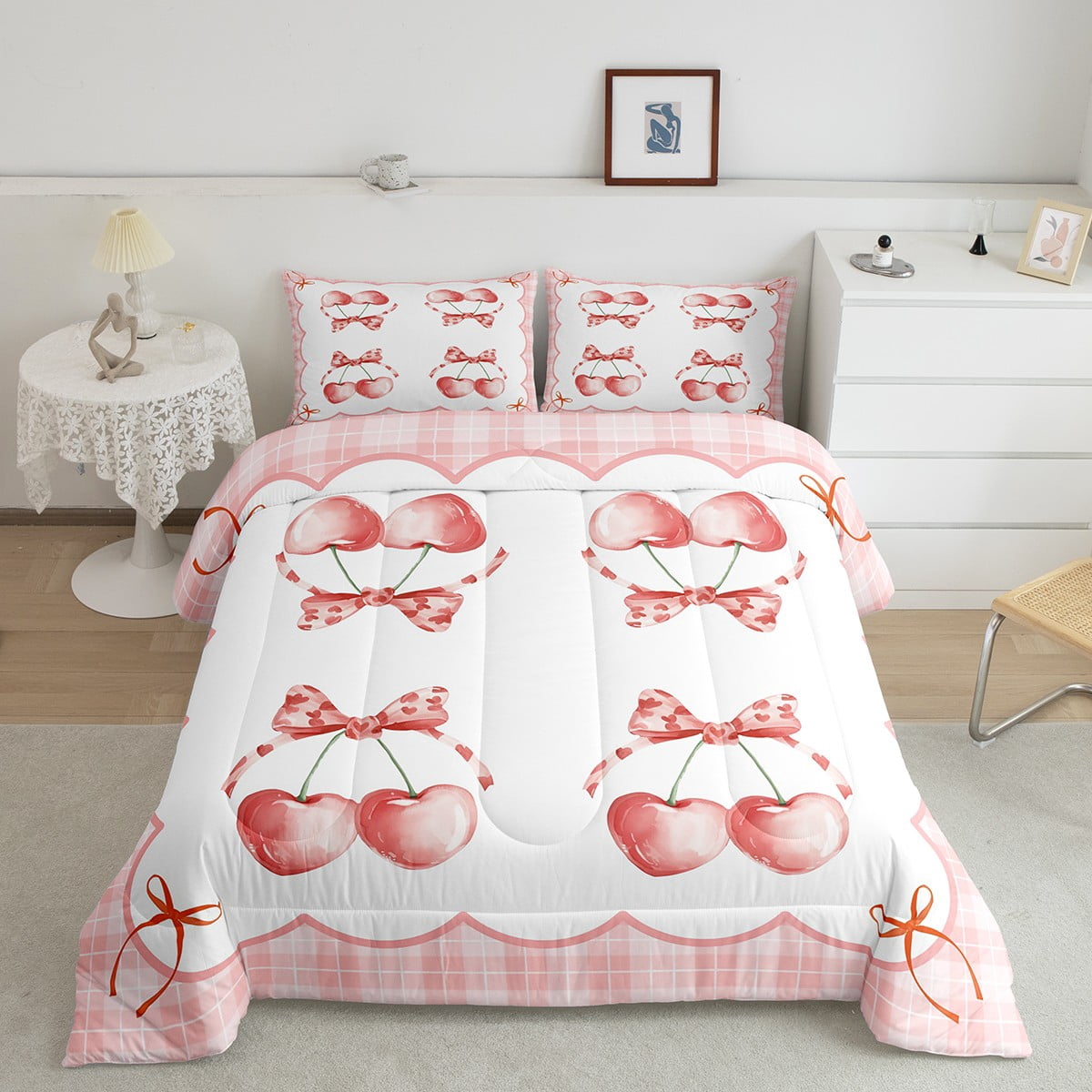 Erosebridal Bow-tie Print Comforter Sets King Size, Cute Bowknot ...