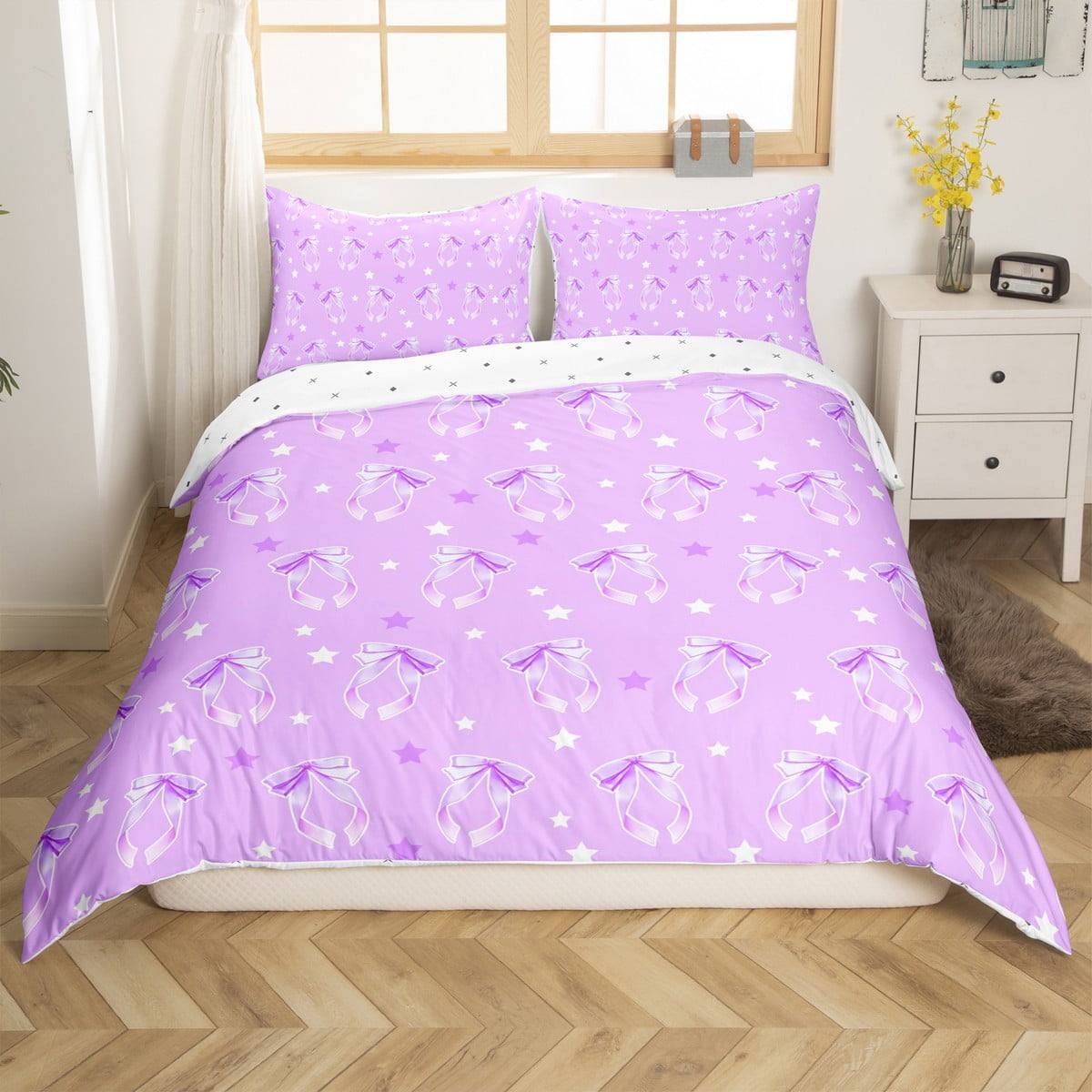 Erosebridal Bowknot Bow Duvet Cover,Blue White Bedding Sets,Dreamy ...