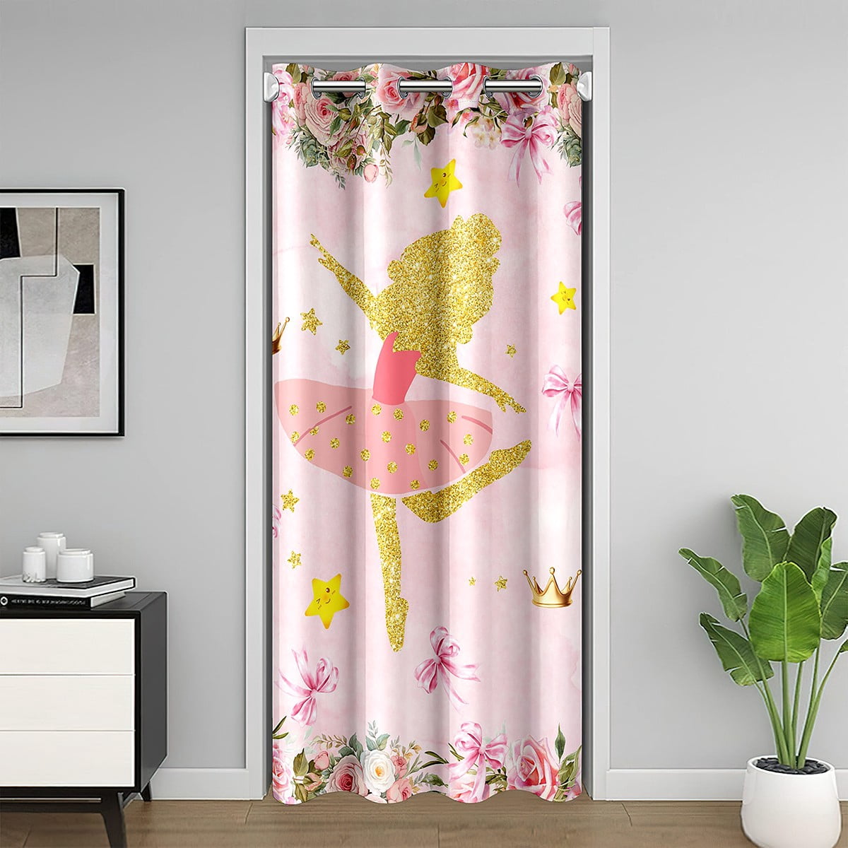 Erosebridal Bowknot Flower Door Curtain For Door Window 52x84,Dance ...