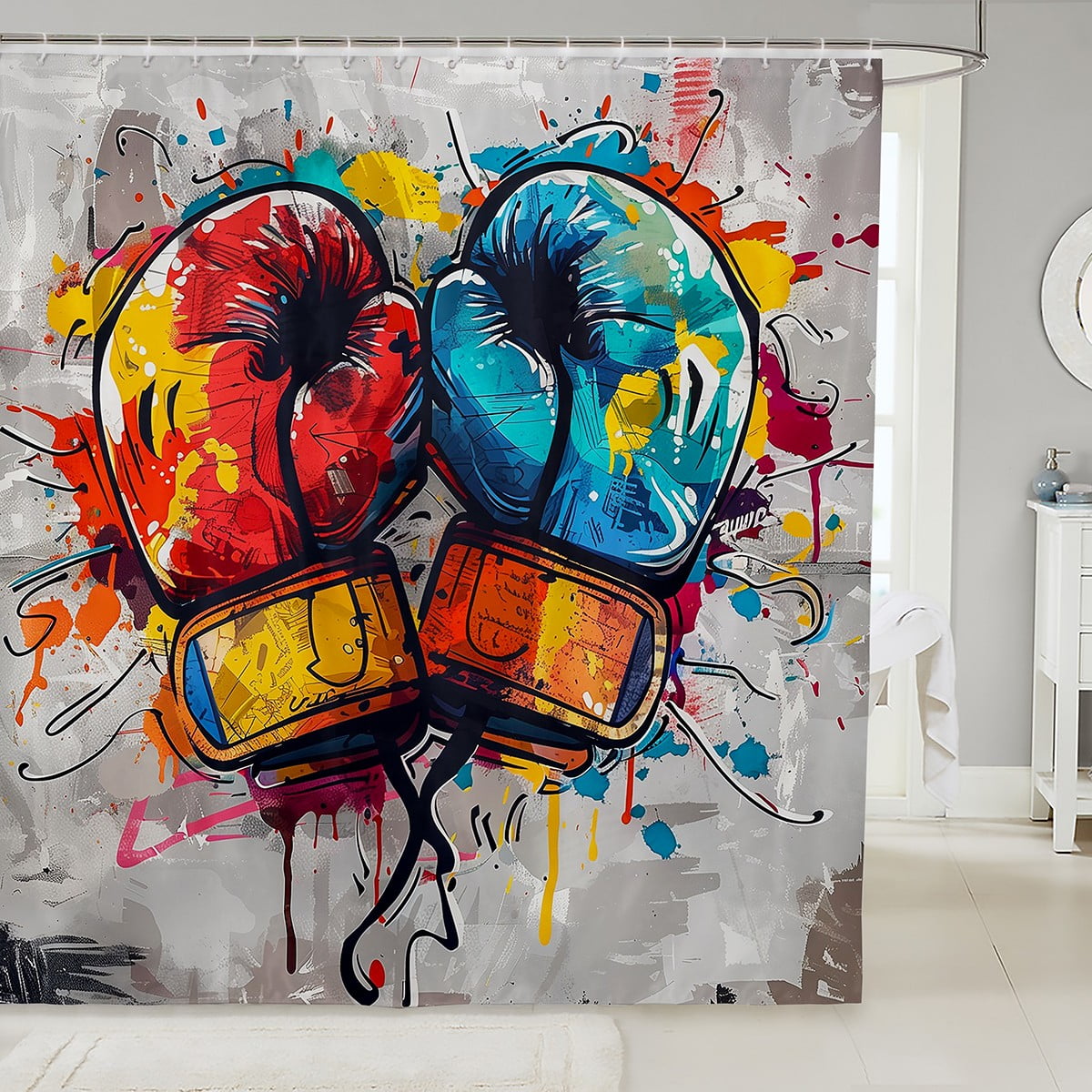 Erosebridal Boxing Gloves Shower Curtain 72x84, Sport Lover Bath ...