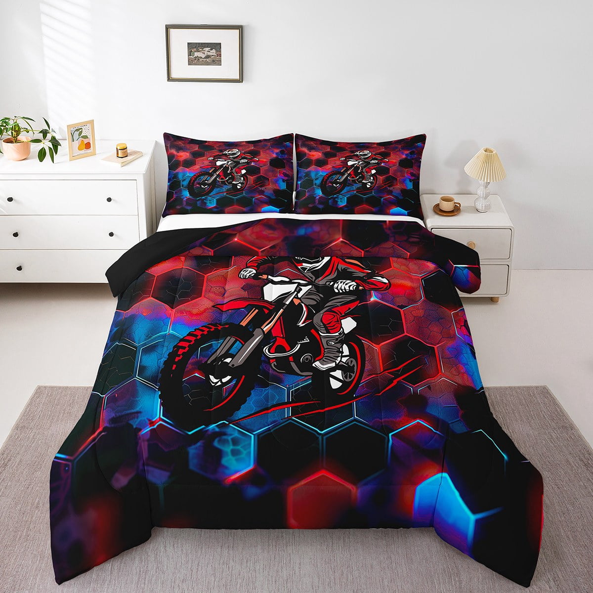 Erosebridal Dirt Bike Comforter Sets Queen Size,Extreme Sports Bedding ...