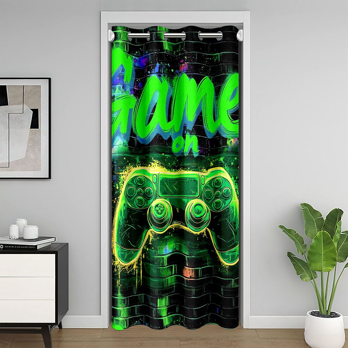 Erosebridal Boys Gamer Door Curtain Panel 80"x42",Video Game Room ...