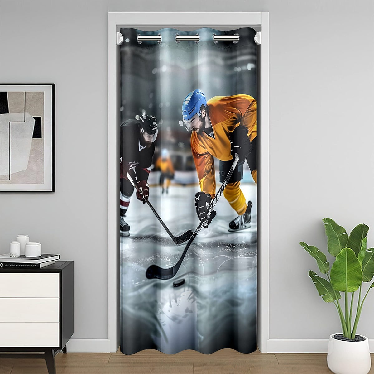 Erosebridal Ice Hockey Player Door Curtain Panel 52x84, Sports ...