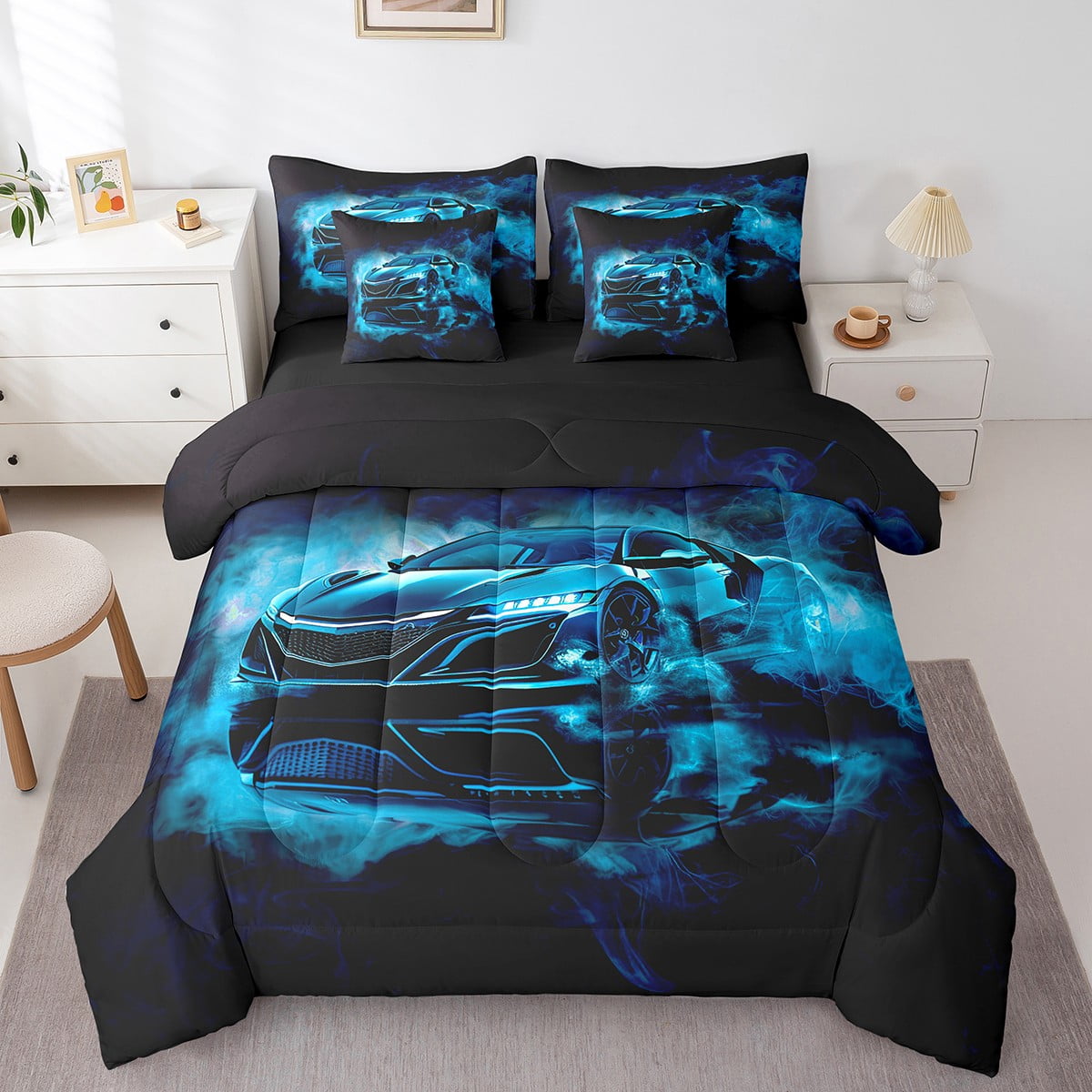 Erosebridal Race Car Bed in a Bag King size, Speed Sports Bed Set ...