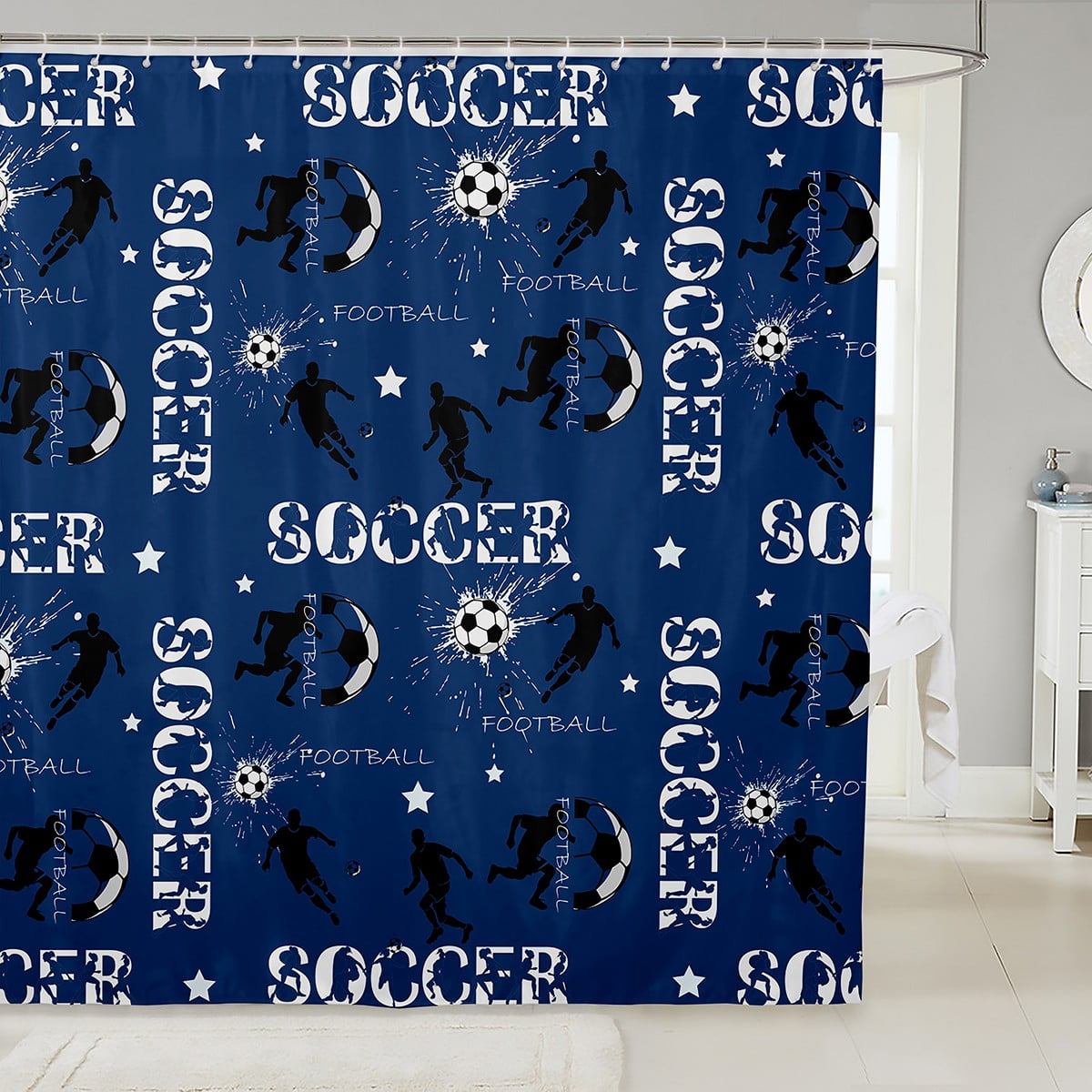 Erosebridal Soccer Shower Curtain 72"x72" Football Player Bath Curtain ...