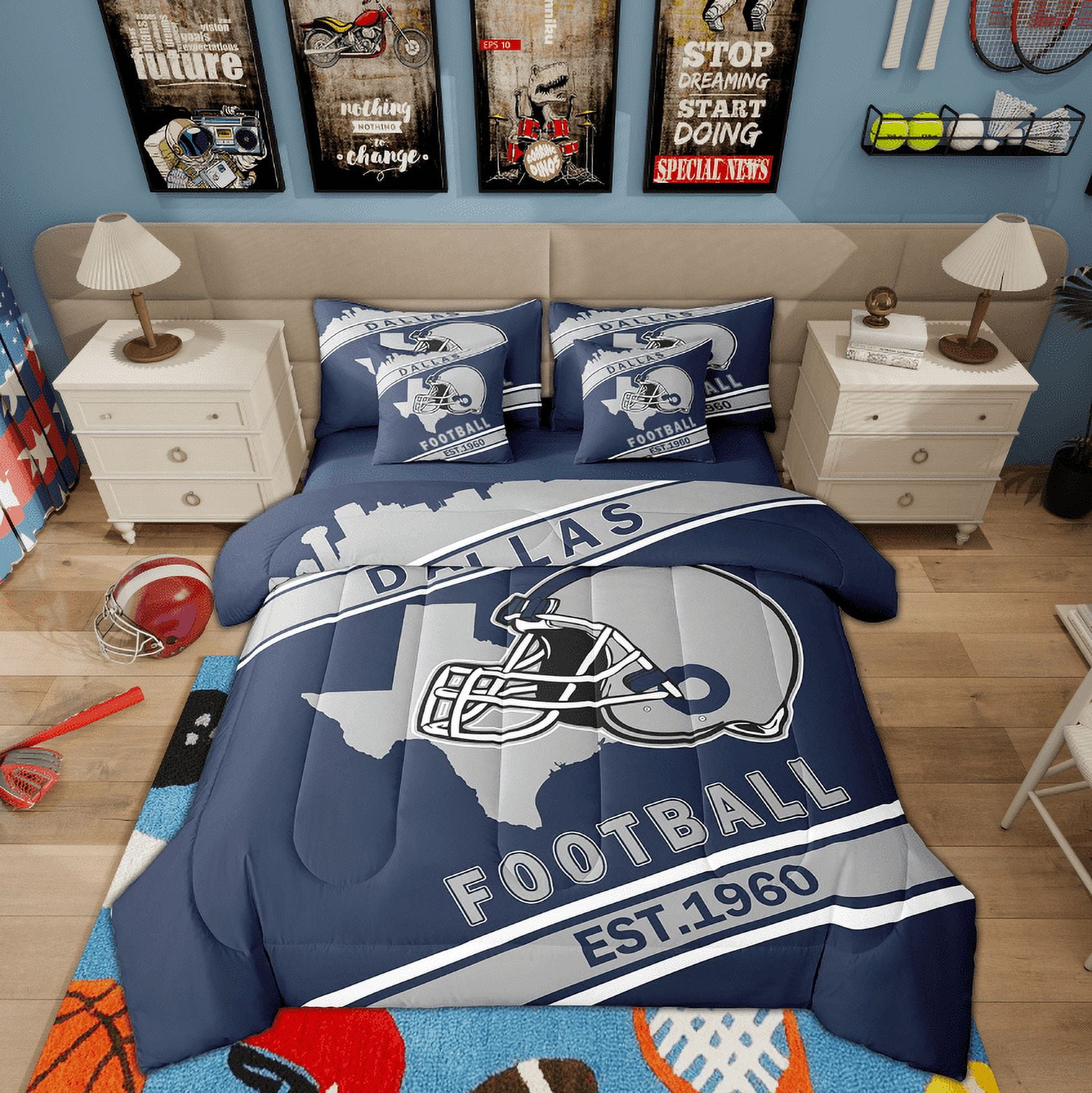 Erosebridal Sports Bed in a Bag King size Teens, American Football Bed ...