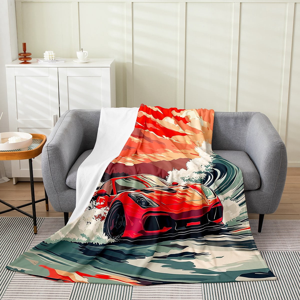 Erosebridal Boys Sports Car Throw Blanket for Couch, Speed Racing Plush ...