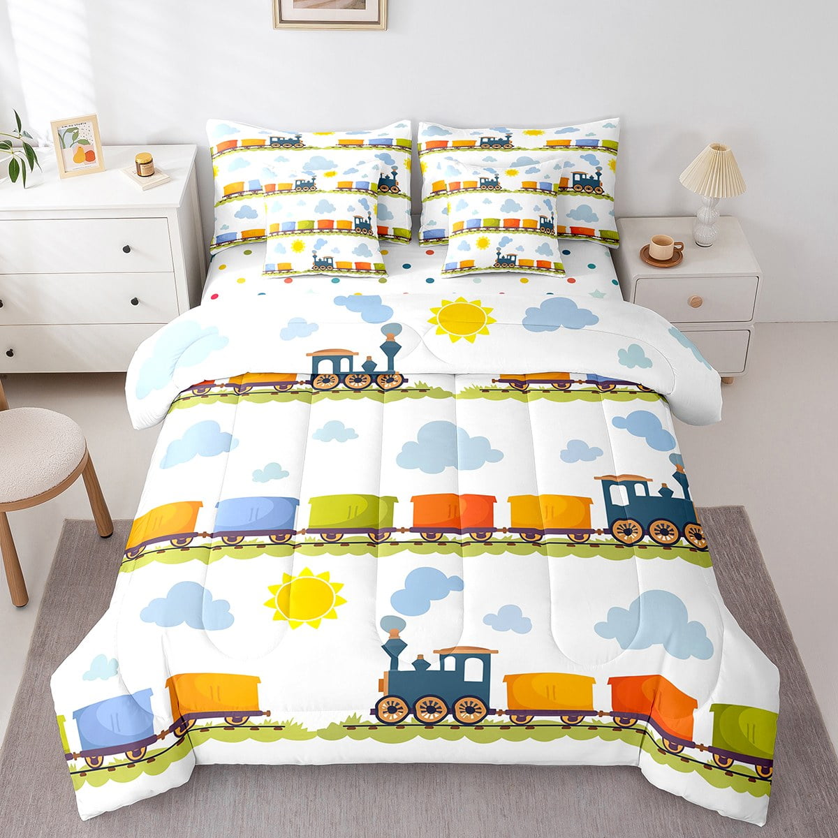 Erosebridal Train Bedding Sets Twin Size, Traffic Transportation ...