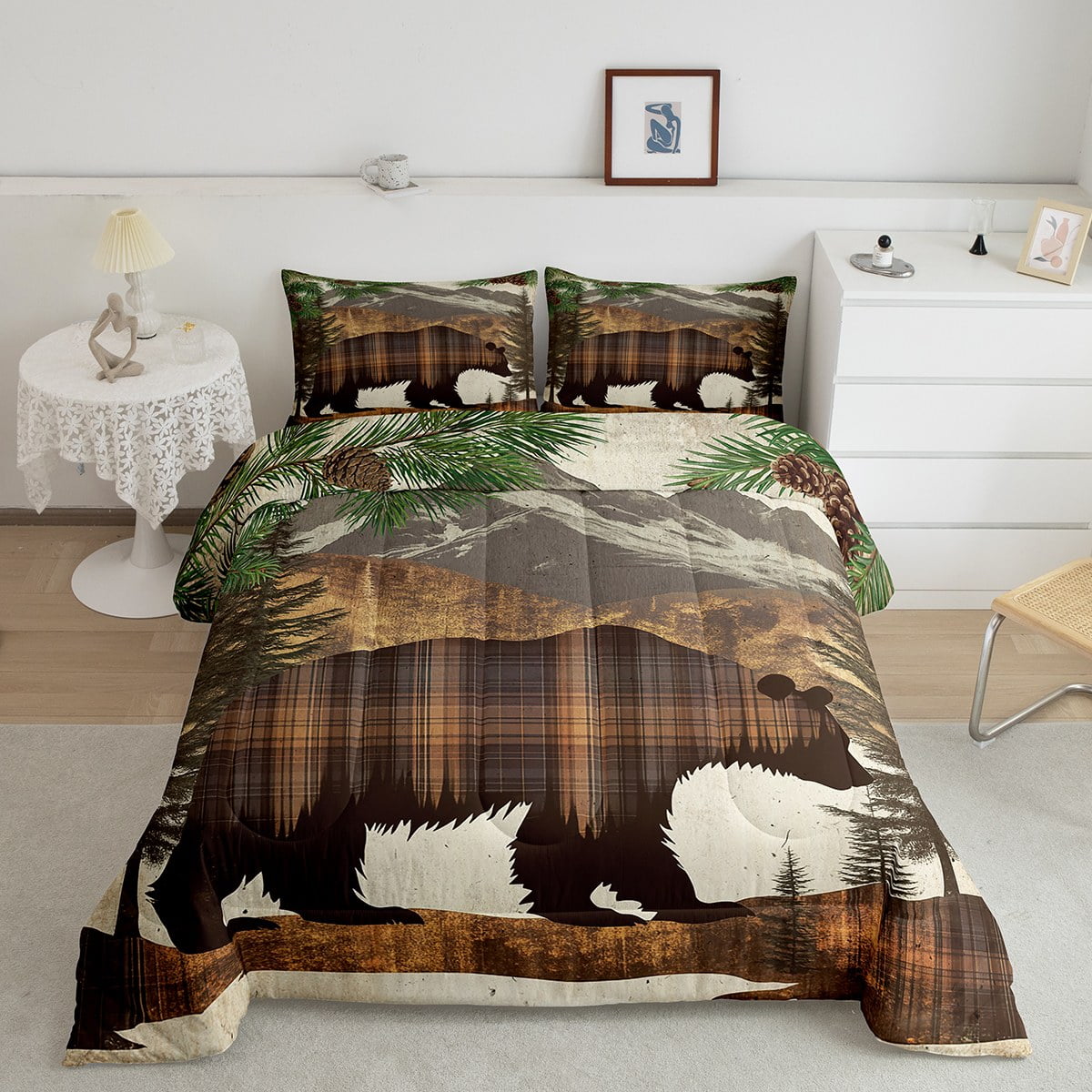 Erosebridal Brown Bear Bedding King Comforter Set, Rustic Wildlife Down ...